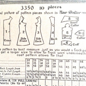 Early 1930s Butterick 3350 Women's 1930s Coat Pattern Vintage Sewing ...