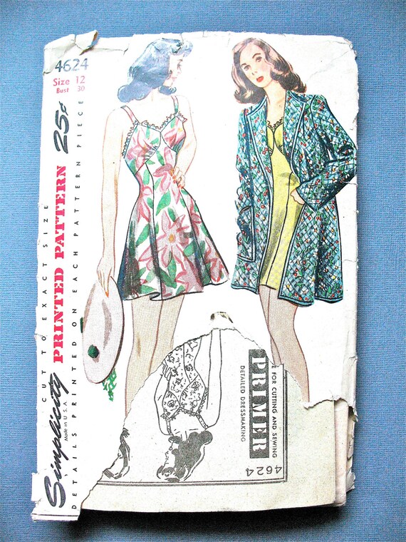 Vintage Early 40s Simplicity 4624 Bathing Suit and Beach Coat - Etsy