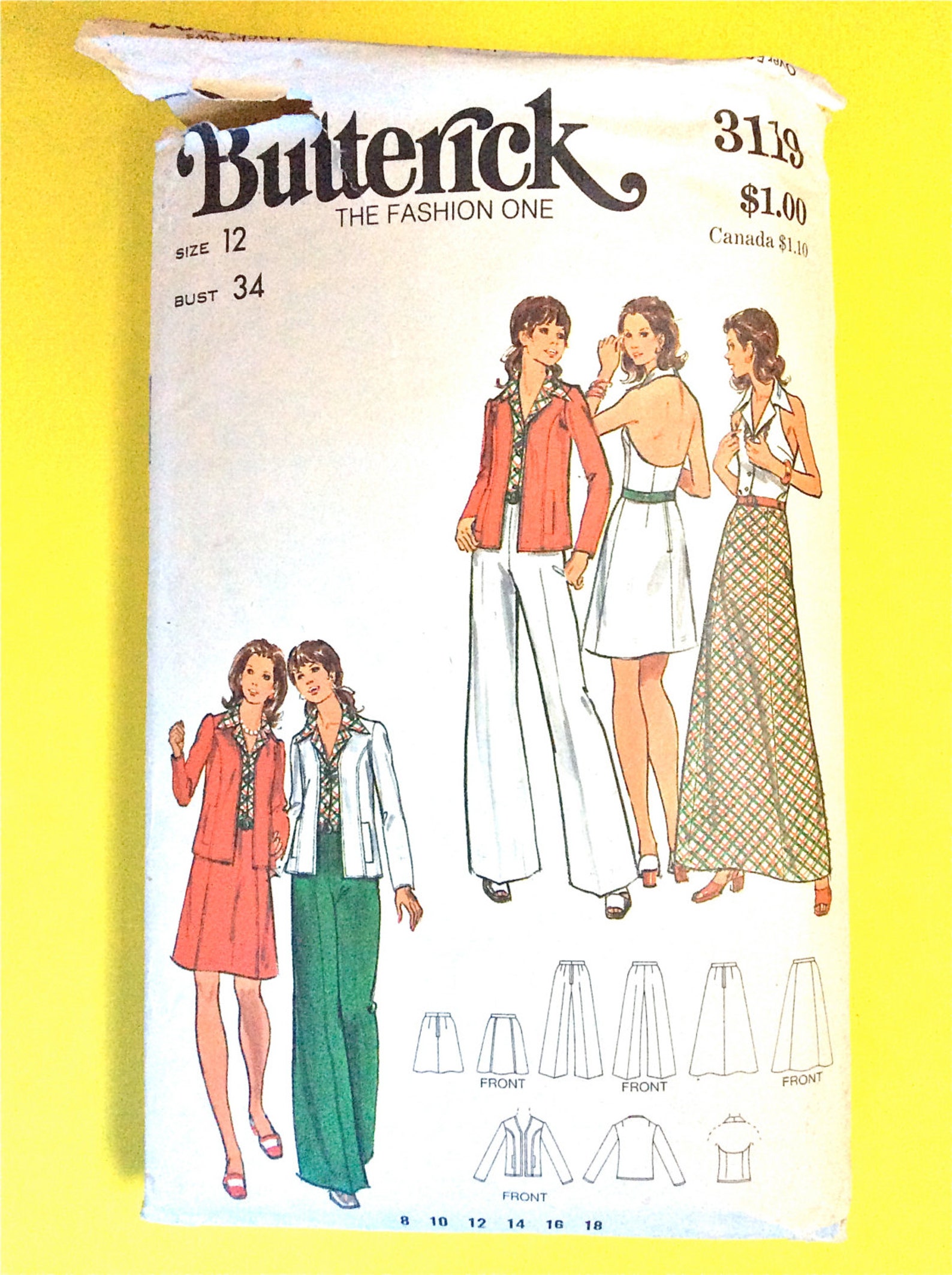 1970s Vintage Sewing Pattern Butterick 3119 1970s Misses' | Etsy