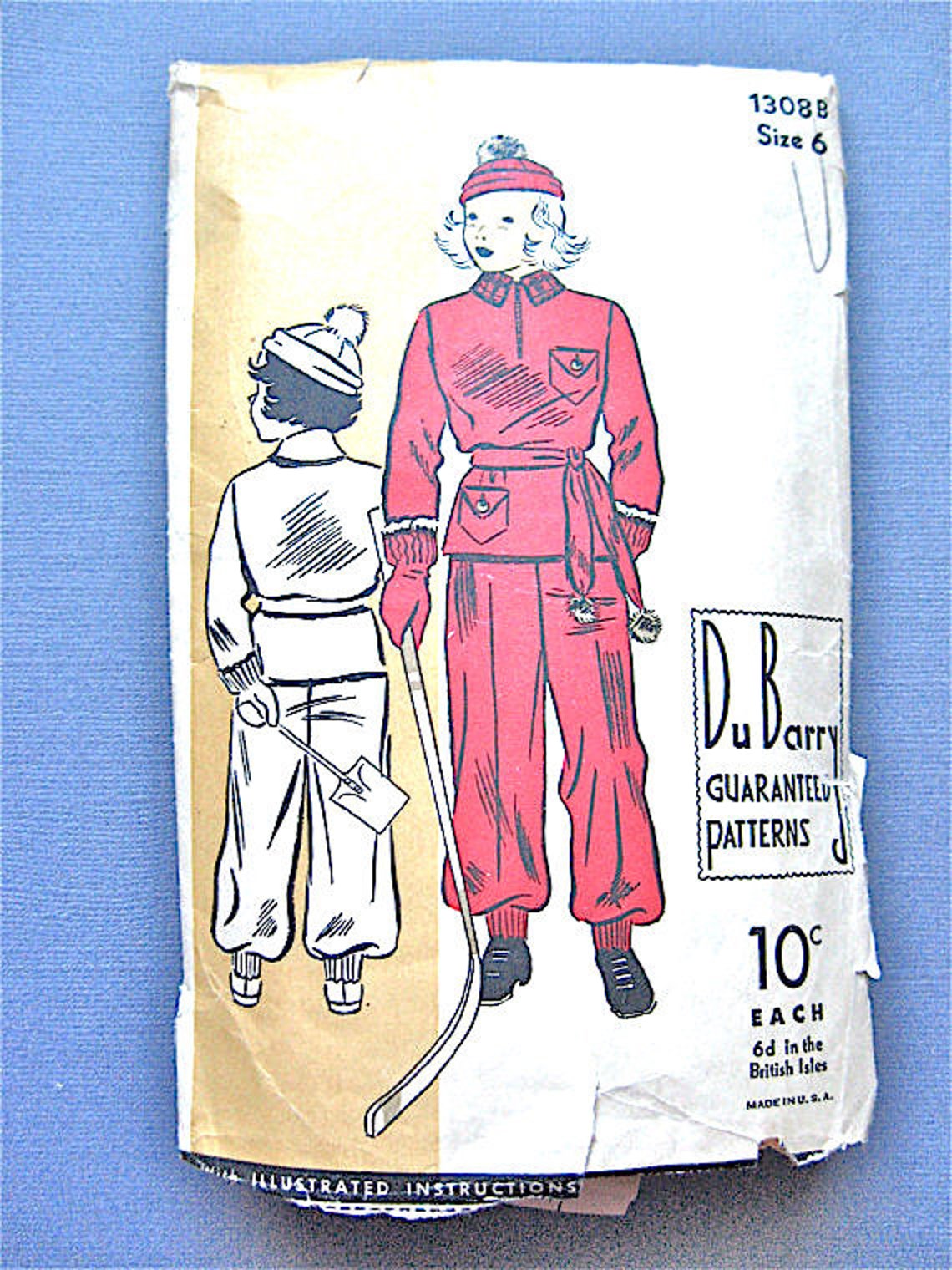 Vintage Du Barry 1308B 1930s Children's Snowsuit & Hat Sewing Pattern ...