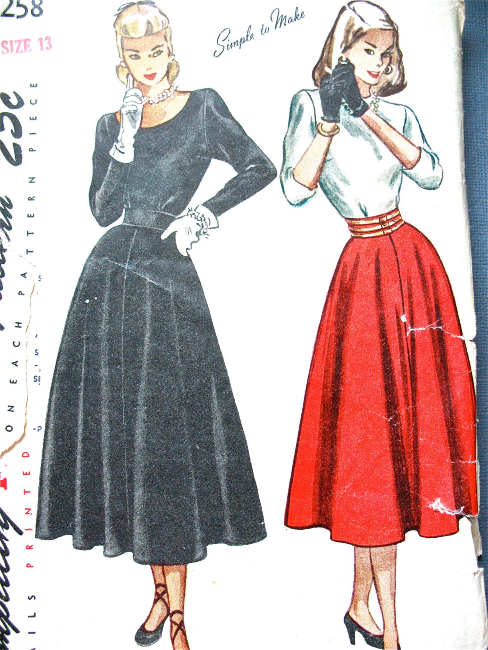 Uncut 1970s Simplicity 2258 Junior Misses' Two-piece Dress Flared Skirt ...