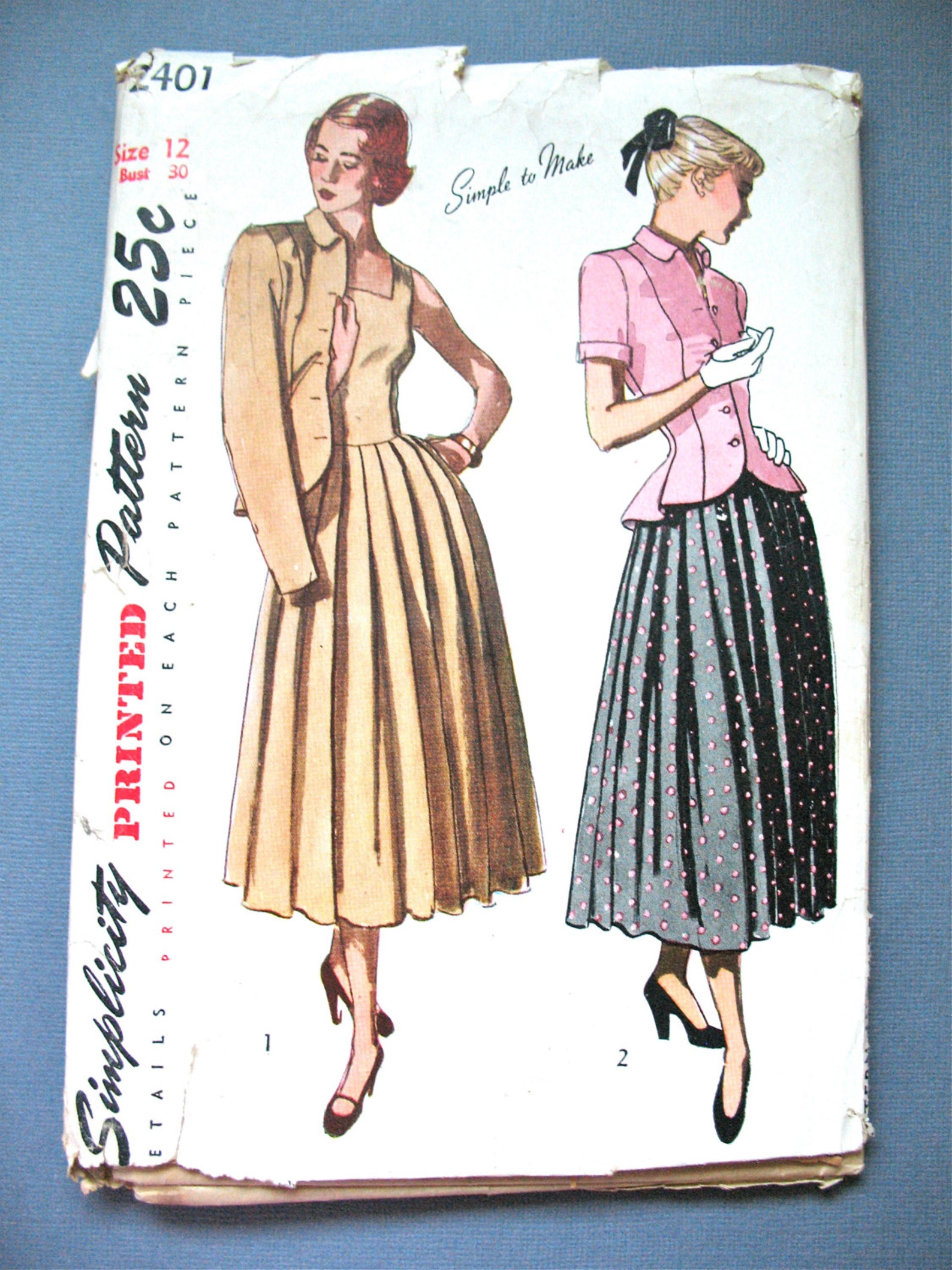 Uncut 50s Simplicity 2401 Vintage Sewing Dress Pattern Sun | Etsy