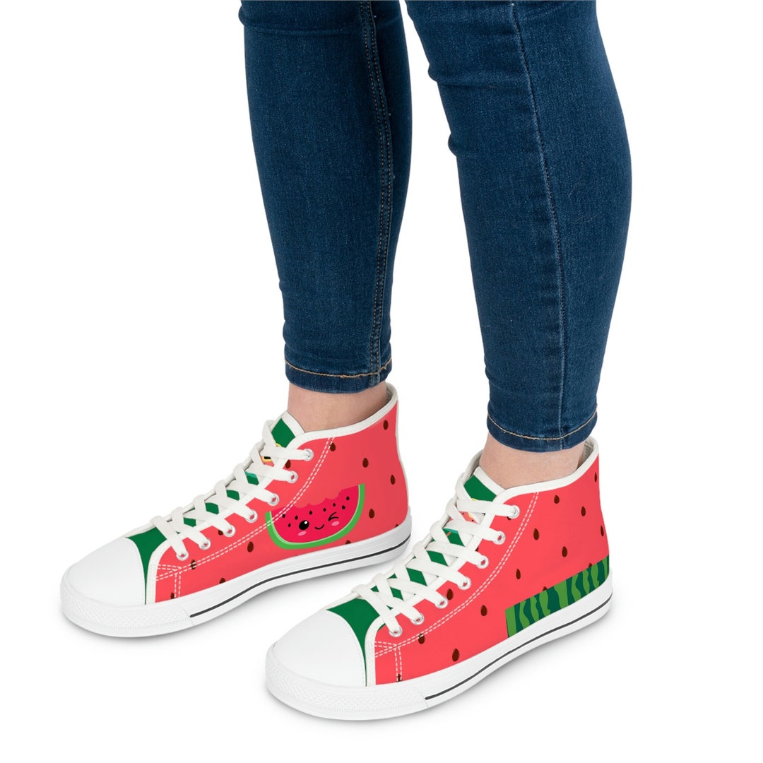 Watermelon Hi Tops for Women, Cute Tennis Shoes, Colorful Tennishoes ...