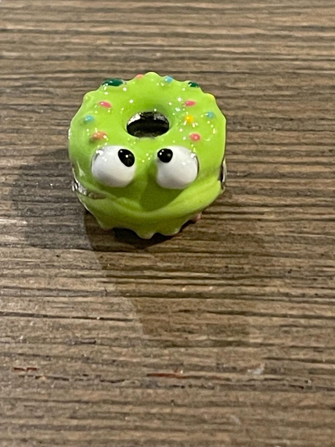 Pandora Style a Funny Googly Eyed Donut Charm. Green With Colorful ...