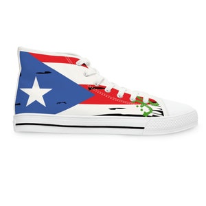 Boricua Black Hi Top Shoes, Puerto Rican Flag Shoes, Gift for Her ...