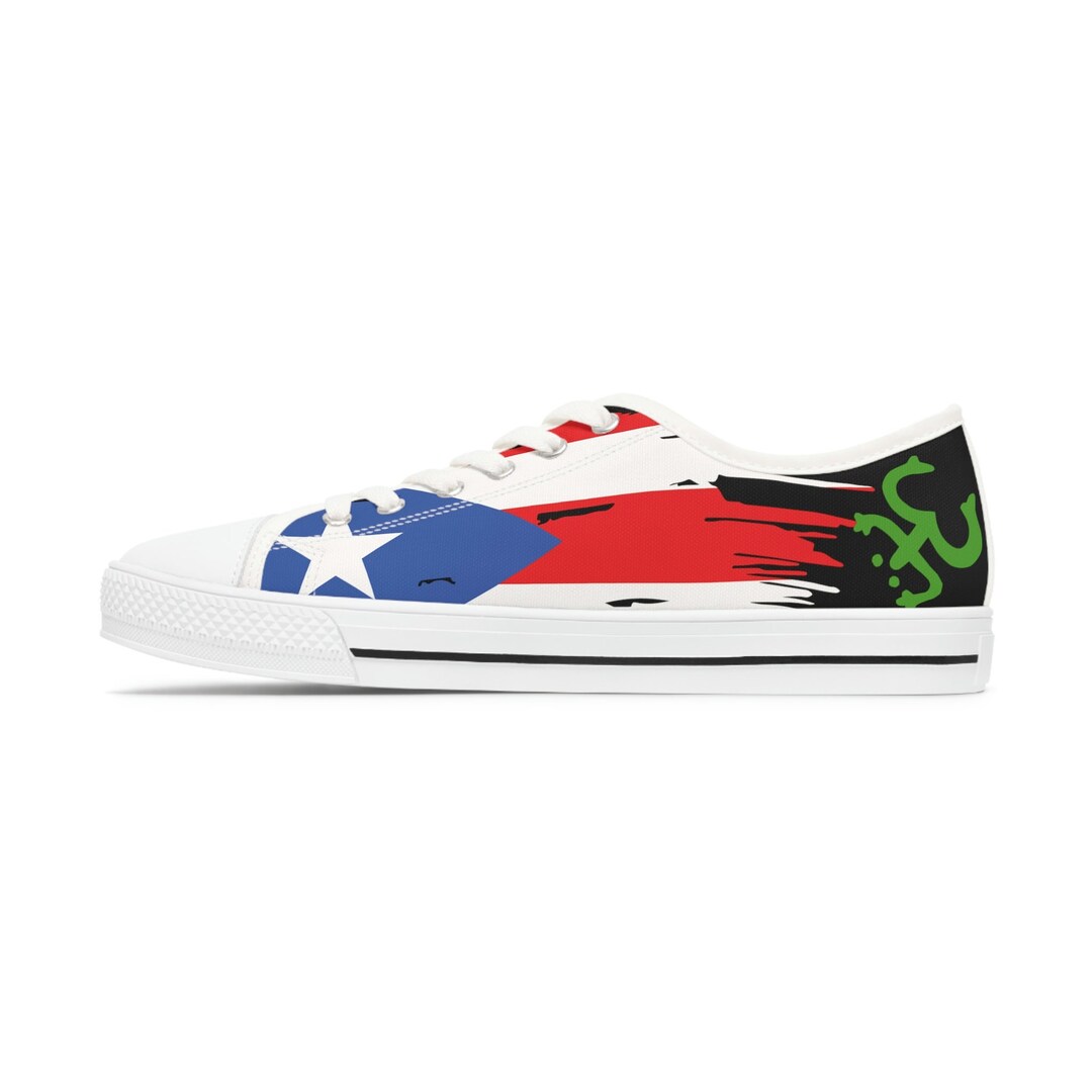 Boricua Black Tennis Shoes, Puerto Rican Flag Shoes, Gift for Her, Gift ...