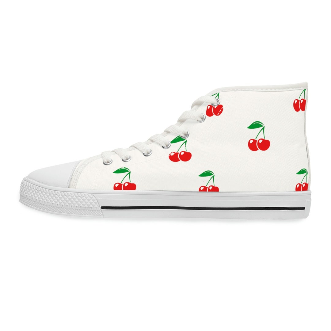 Colorful Tennis Shoes for Women, Cherries, Cute High Tops for Women ...