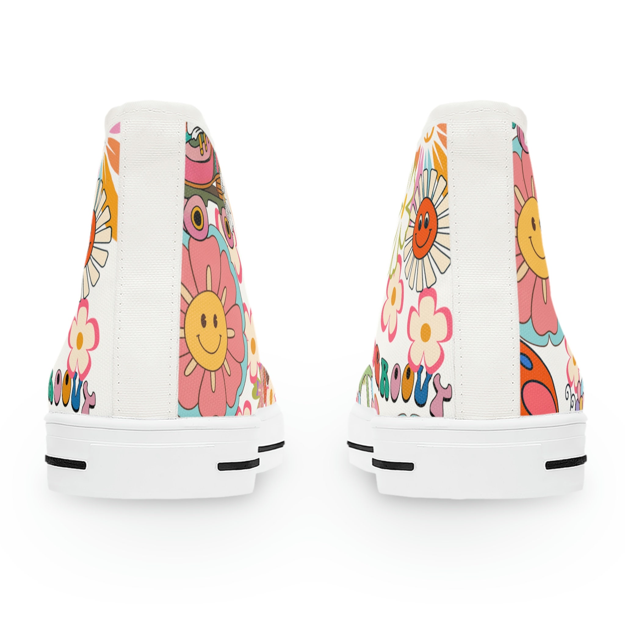 Groovy Retro Peace Sign Canvas Tennis Shoes Converse Inspired - Etsy