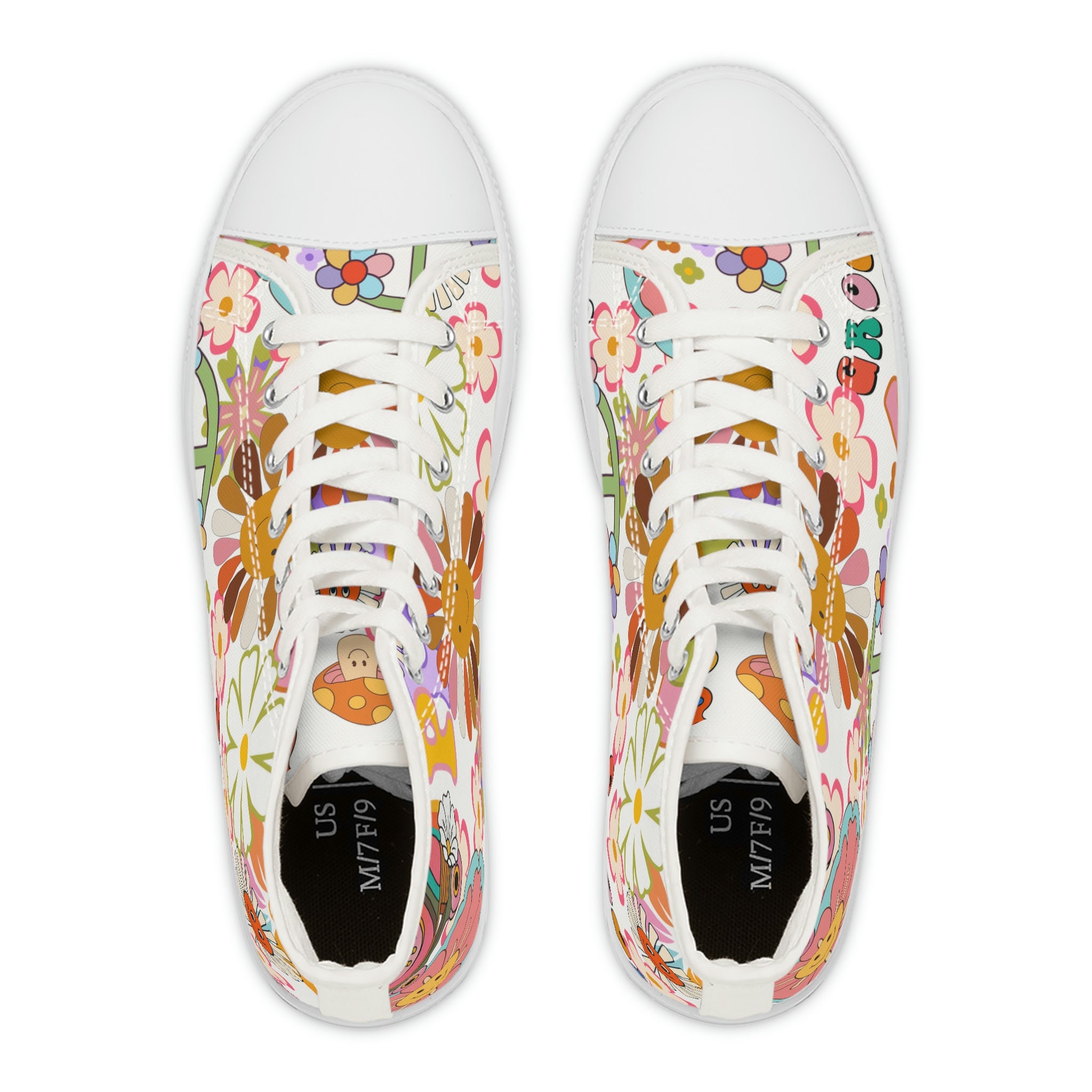 Groovy Retro Peace Sign Canvas Tennis Shoes Converse Inspired - Etsy