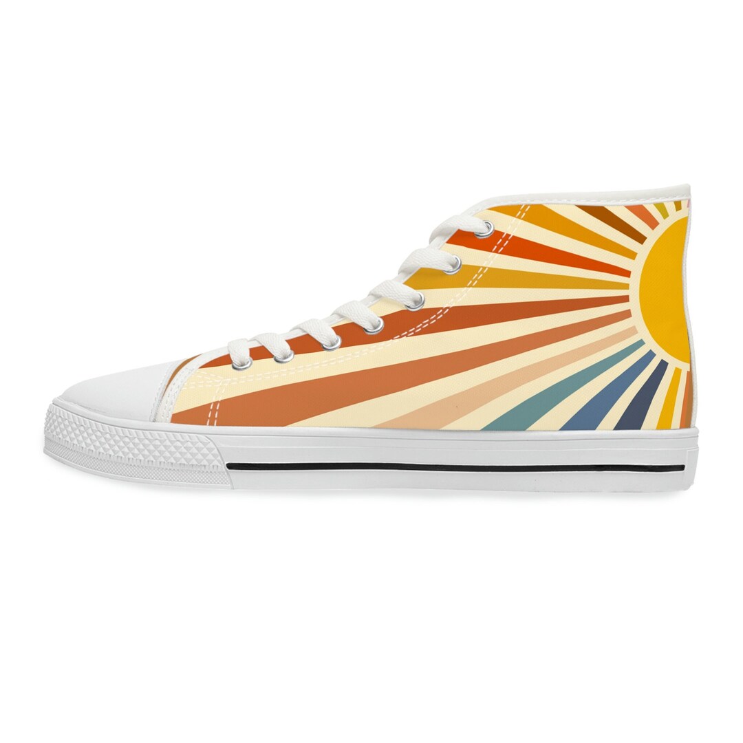 Retro Sunset Hi Top Shoe, 70s Vintage Tennis Shoes, Boho Shoes, Hippie ...
