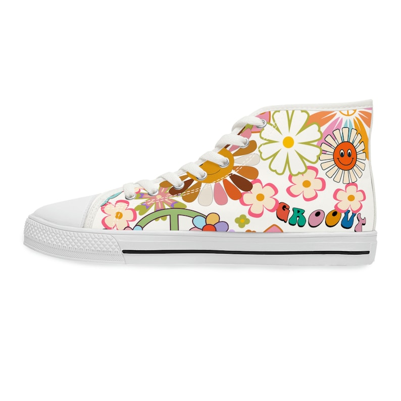 Groovy Retro Peace Sign Canvas Tennis Shoes Converse Inspired - Etsy
