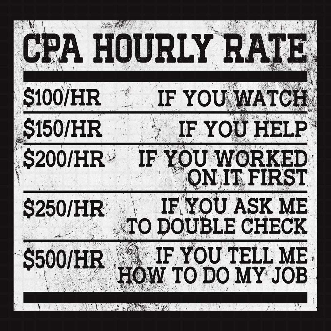 CPA Hourly Rate PNG SVG, Bookkeeper Svg, Accountant Gift for Women Men ...