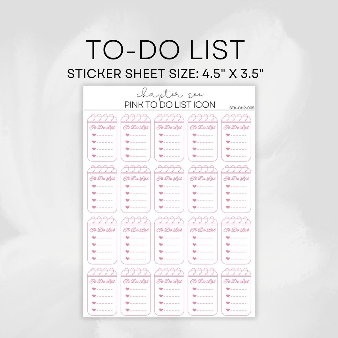 Pink To-do List Icons Mini Sticker Sheet Junk Journal Deco Tape ...