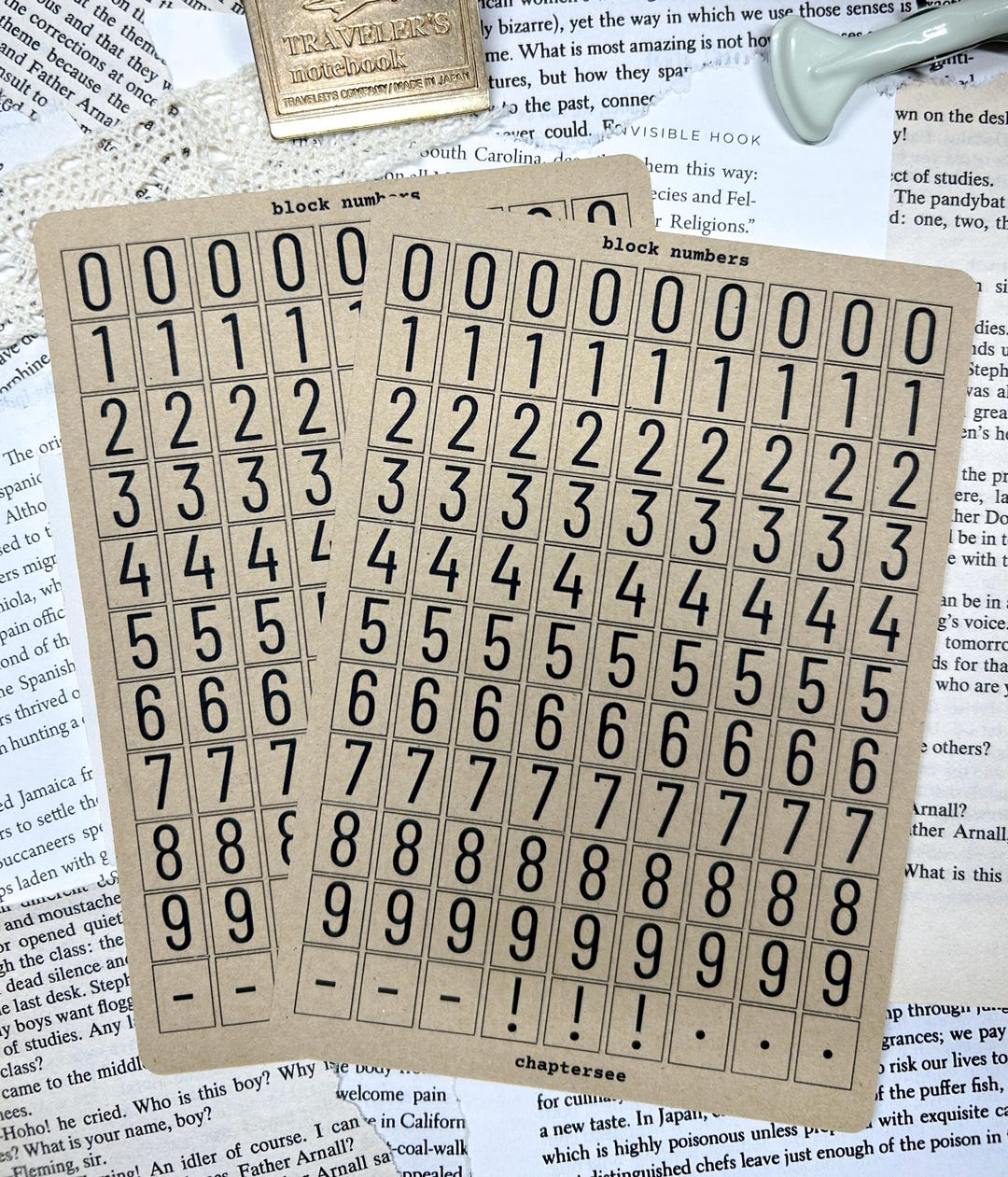 Kraft Block Numbers Sticker Sheet Junk Journal Deco Tape Hobonichi ...