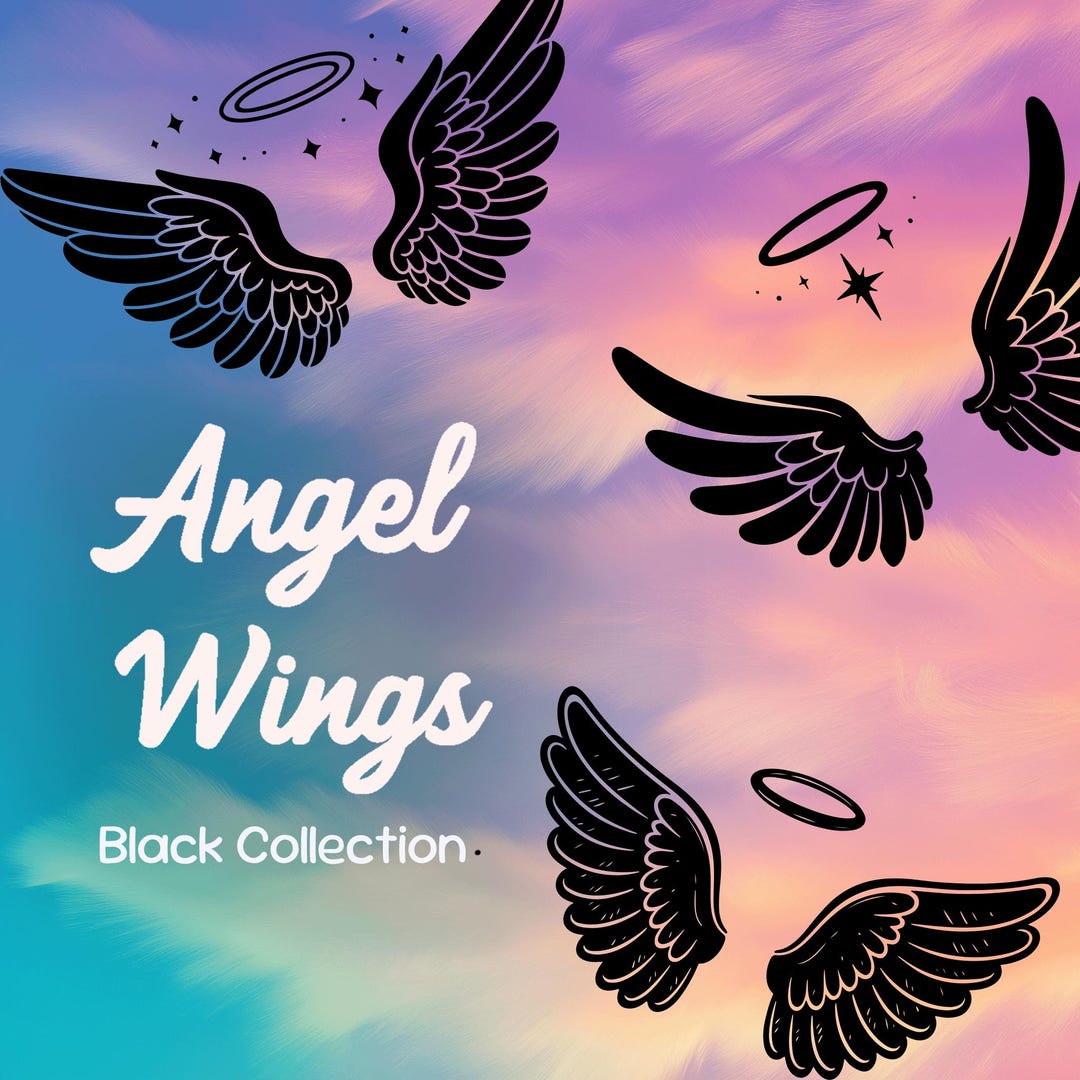 Black Angel Wings SVG Bundle | 25 Clip Art Designs | Digital Download ...