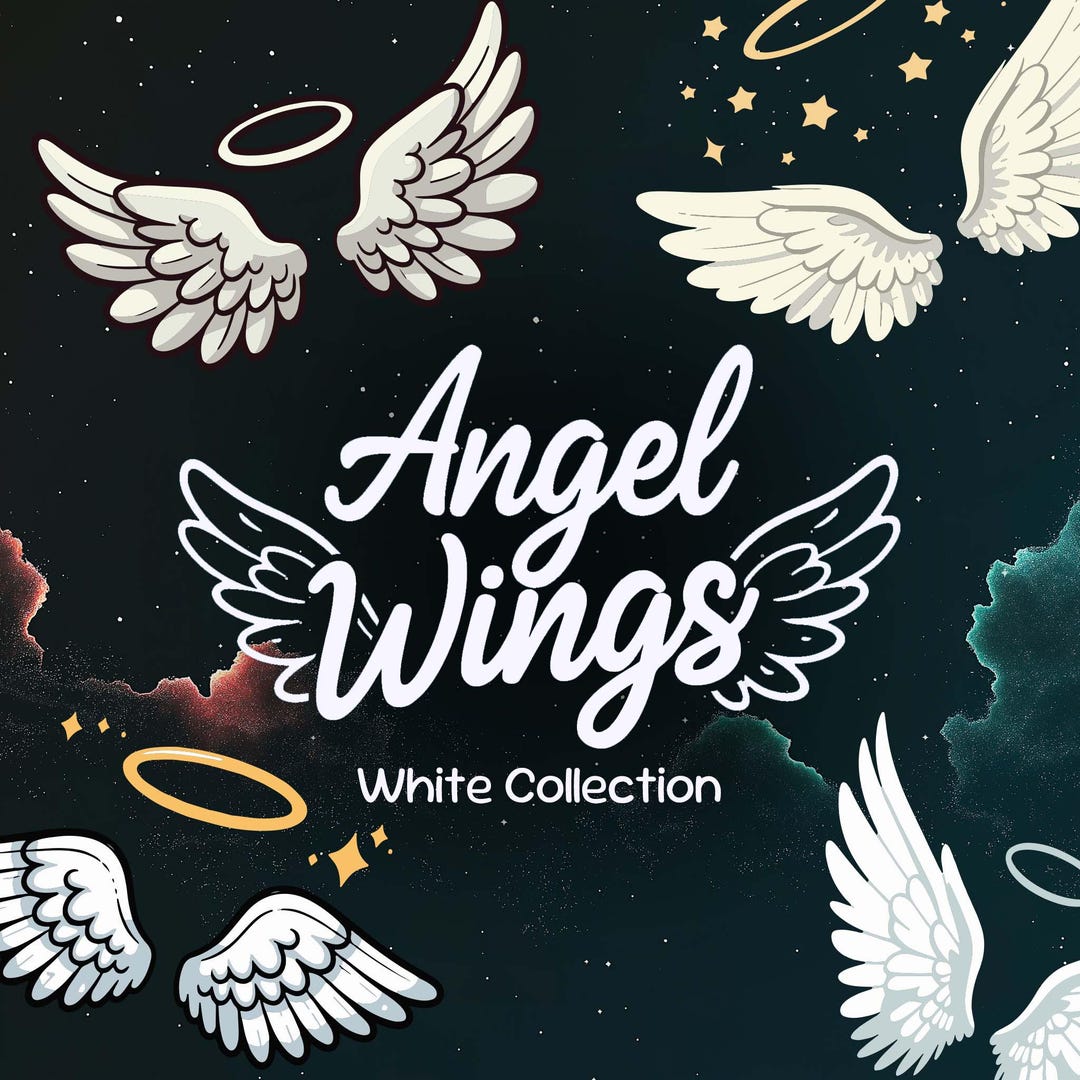 White Angel Wings SVG 27 Set Bundle | PNG (transparent), & Adobe ...