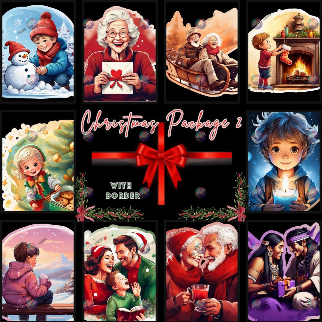 Christmas Clipart Set 10 Festive Designs in PNG Format High Resolution ...