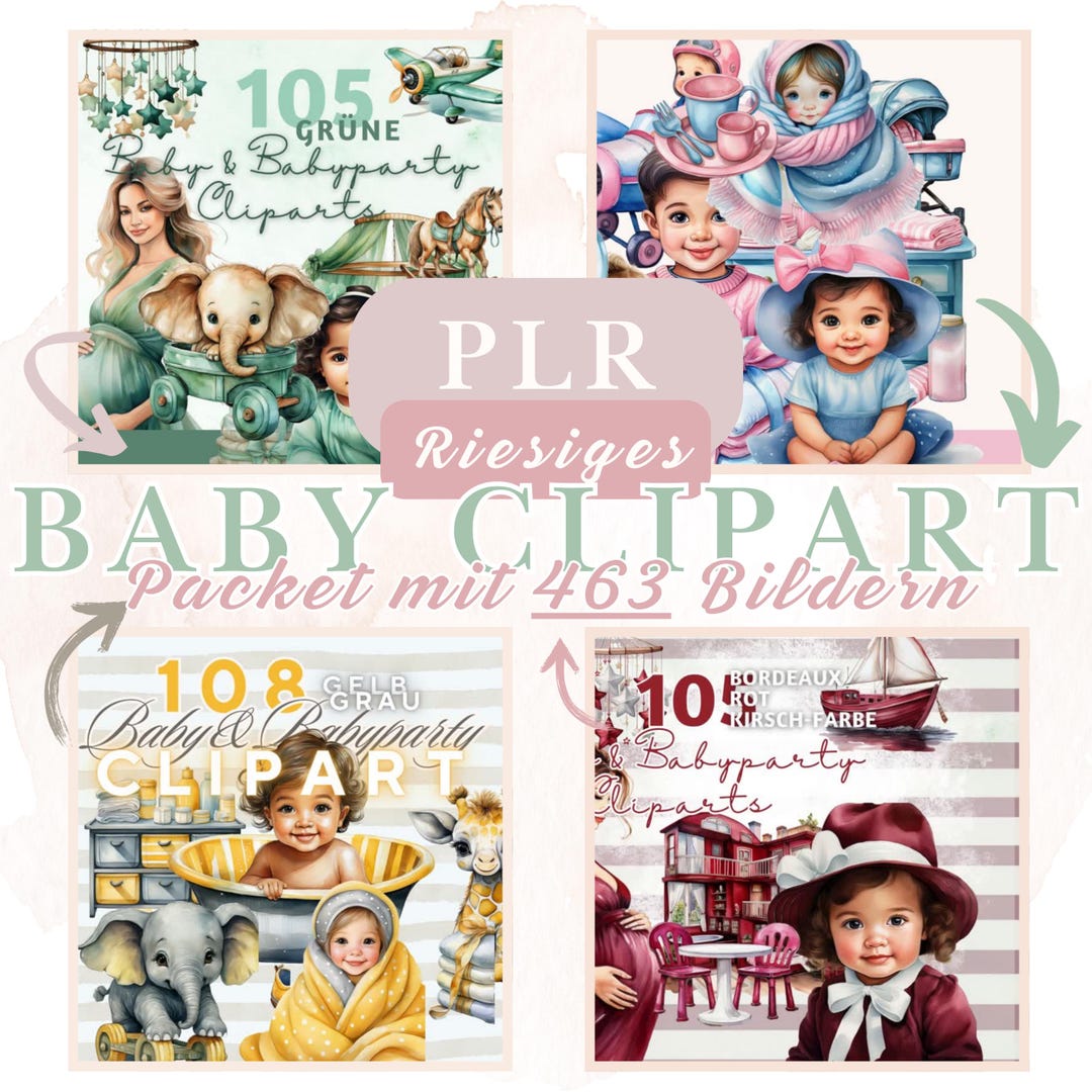 463 Baby Clipart Bundle: Commercial Use PNG Graphics for Baby Shower ...