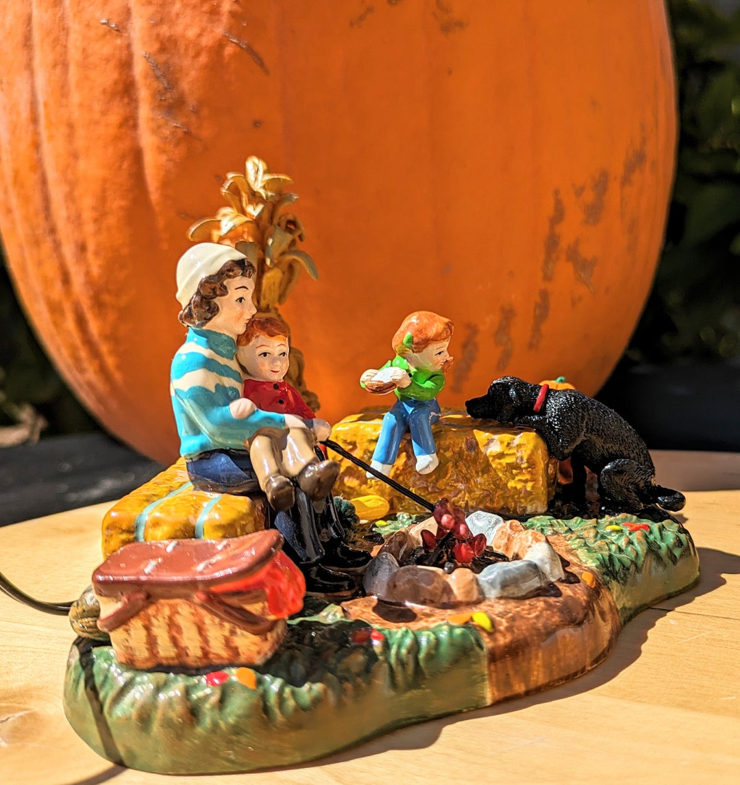 Dept 56 Weiner Roast-autumn Centerpiece-black Lab With Family-snow ...