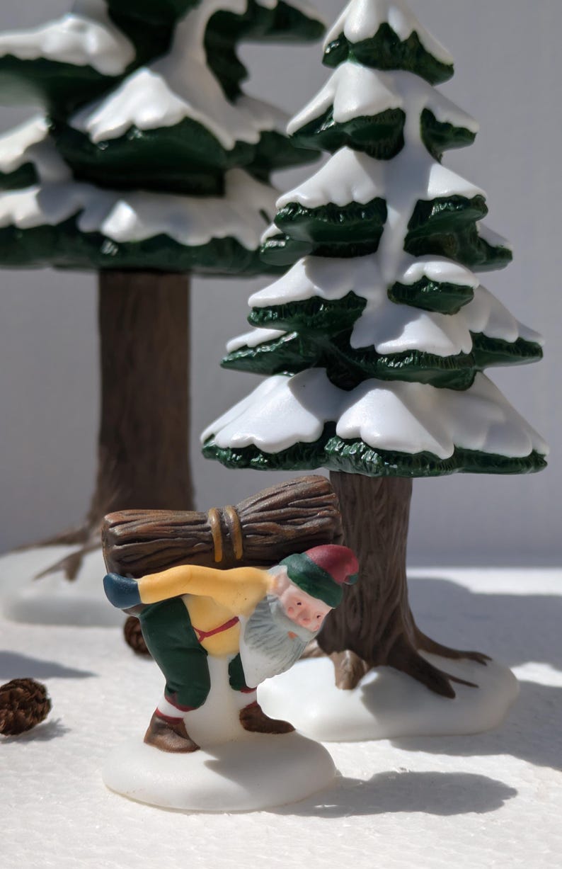 Bundle Pine Trees (4) and Christmas Elves-woodsmen Elves-dept. 56-north ...