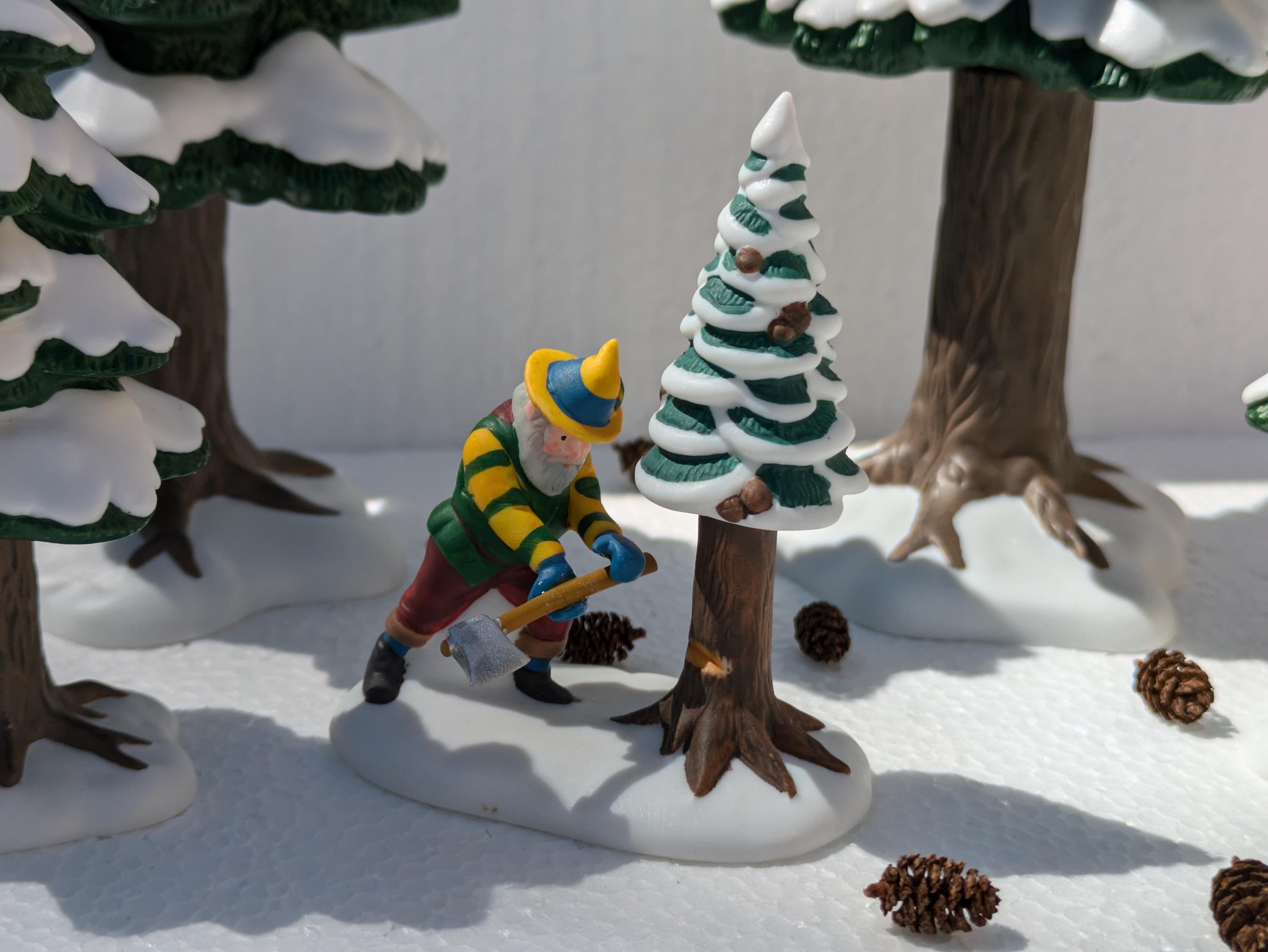 Bundle Pine Trees (4) and Christmas Elves-woodsmen Elves-dept. 56-north ...