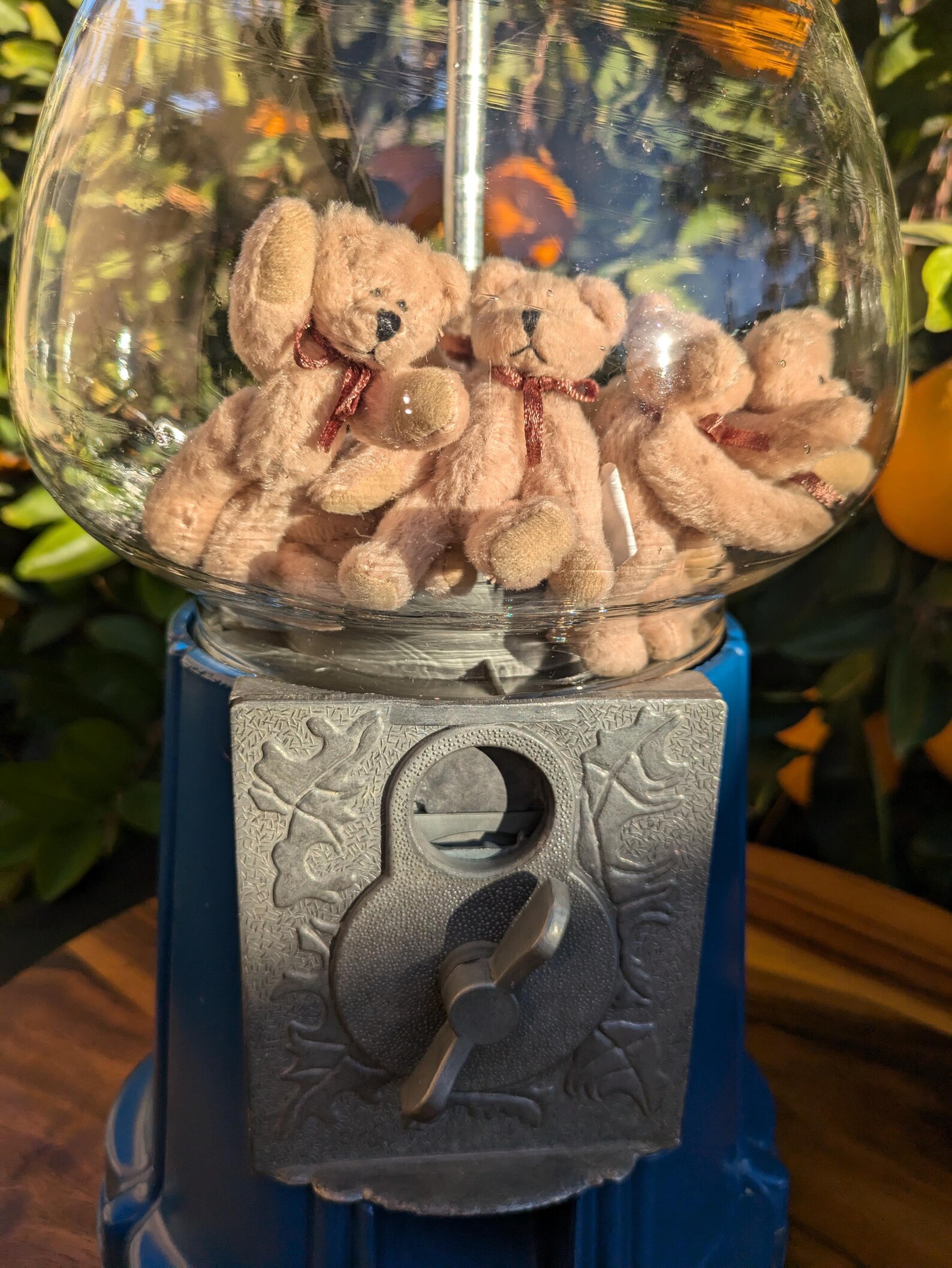 Old Fashioned 15" Gumball Machine With 10 Vintage Miniature Teddy Bears ...