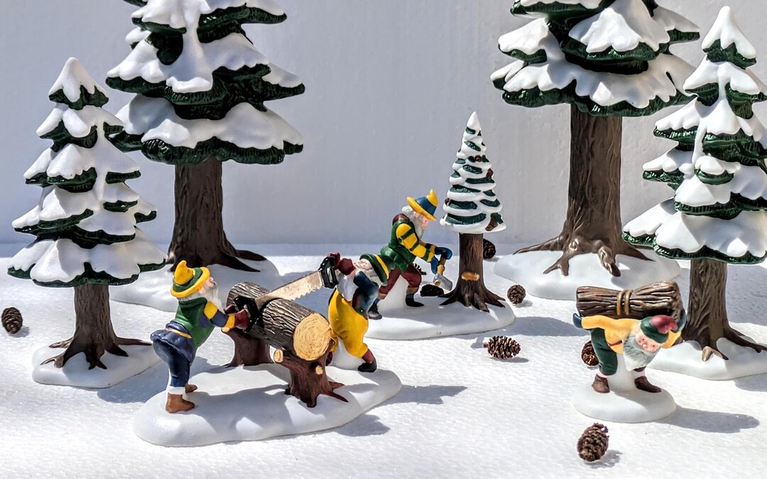 Bundle Pine Trees 4 and Christmas Elves-woodsmen Elves-dept. 56-north ...