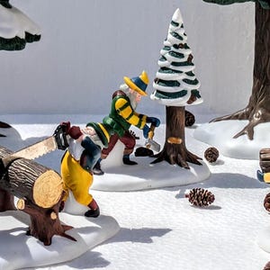 Bundle Pine Trees (4) and Christmas Elves-woodsmen Elves-dept. 56-north ...