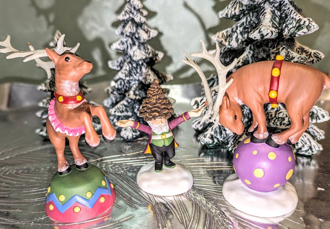 Dept 56 North Pole Woods-balancing Act-elf With Caribou Heritage ...