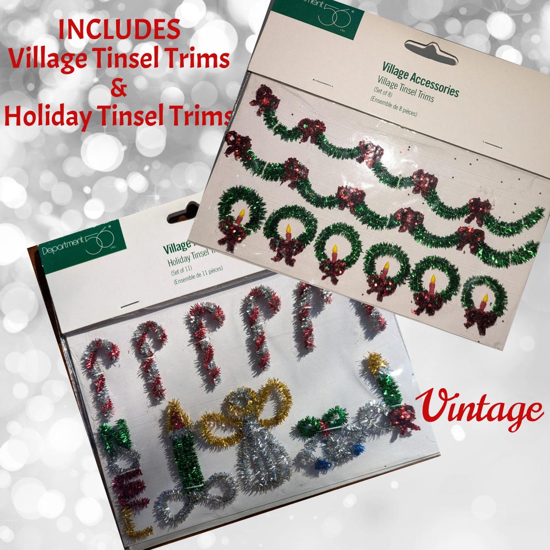Dept 56 Holiday Tinsel Trims and Village Tinsel Trims Accessories-miniature Christmas ...