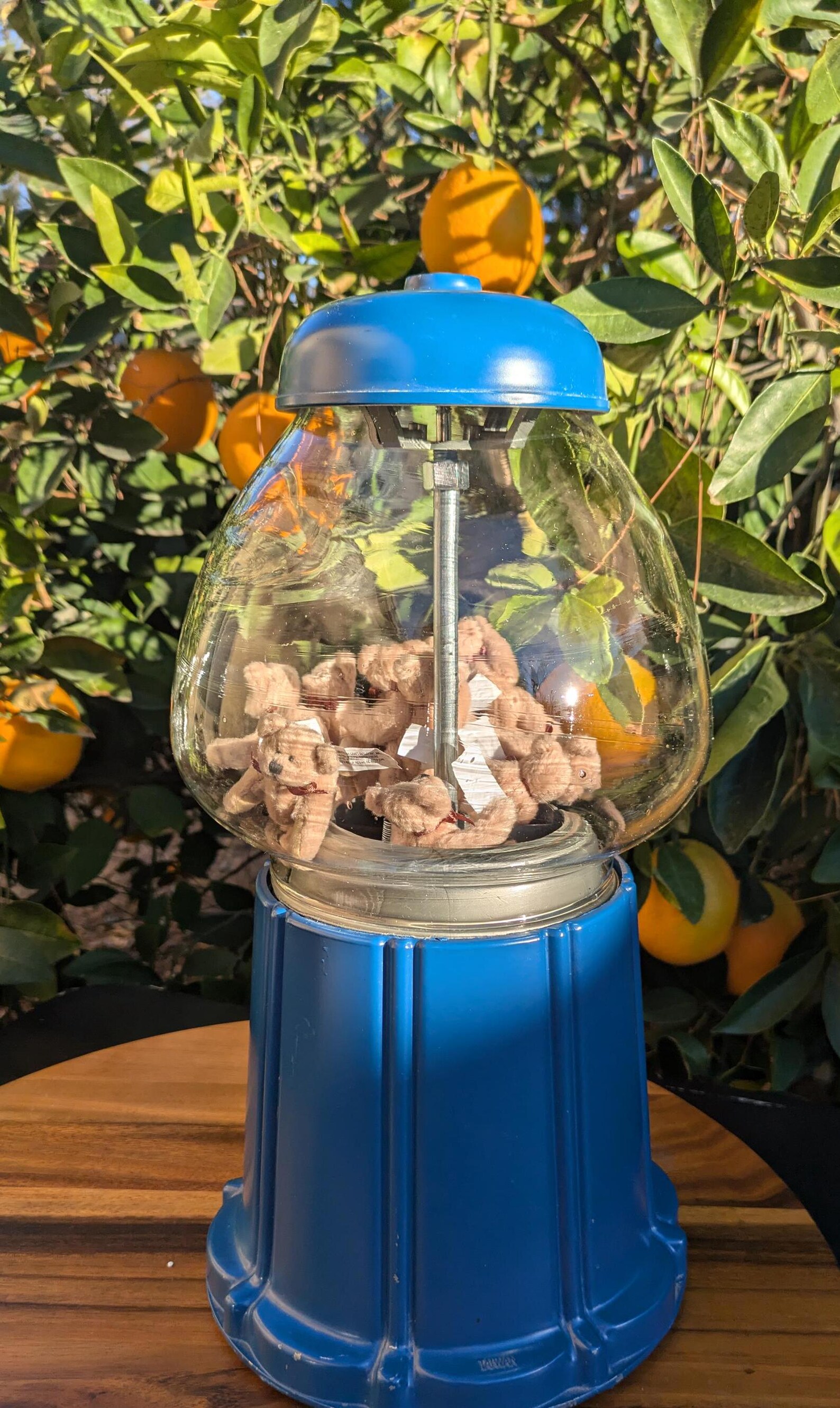Old Fashioned 15" Gumball Machine With 10 Vintage Miniature Teddy Bears ...