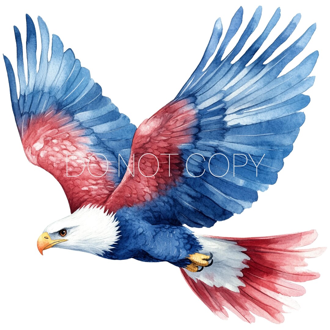 Eagle - Red White and Blue Watercolor PNG Digital Download File - Etsy