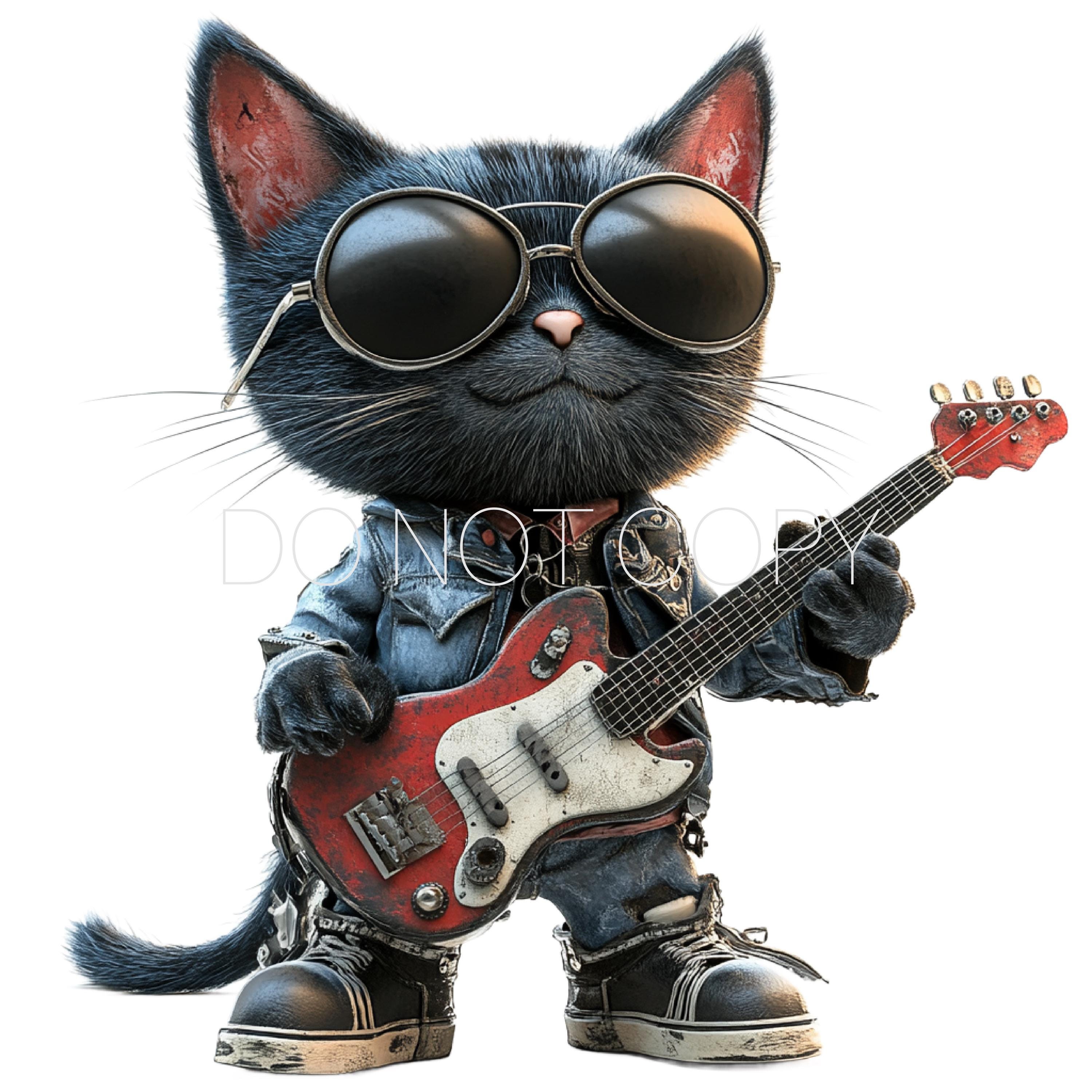 Rock-n-roll Cat PNG Digital Download File - Etsy