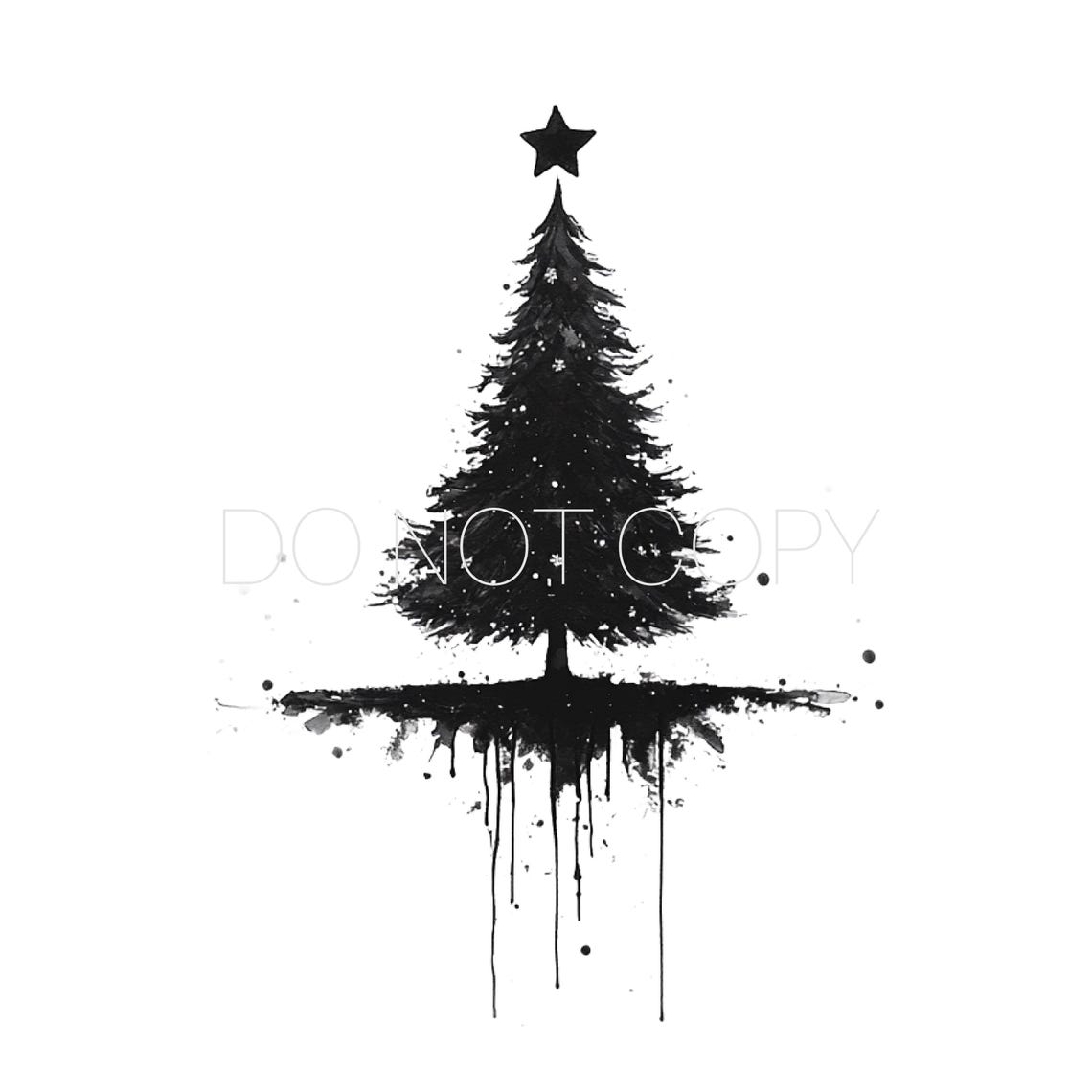 Minimalistic Pen & Ink Christmas Tree PNG Digital Download File - Etsy