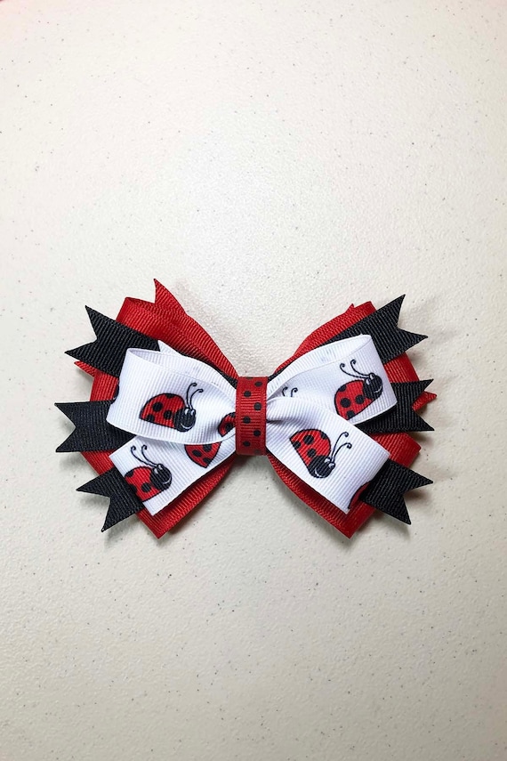 Ladybug Red Black White Stacked Hair Bow Gift Bow Party | Etsy