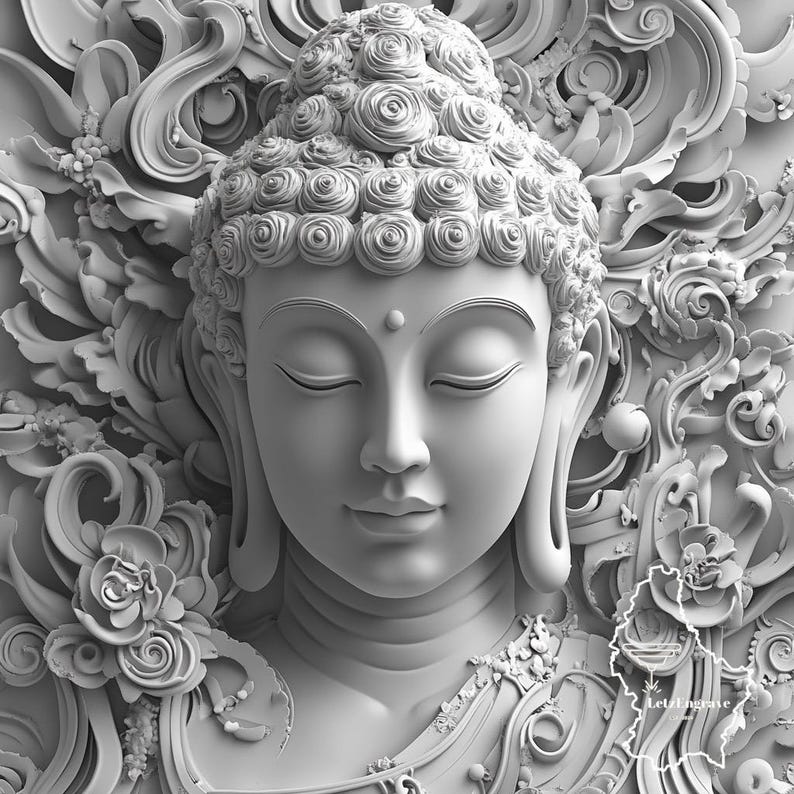 Zen Serenity Buddha 3D Zentangle Digital Design | High-detail PNG ...