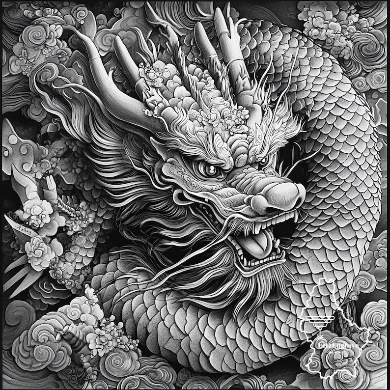 3D Deep Relief Dragon Portrait Digital File – Engraving Art for Laser ...