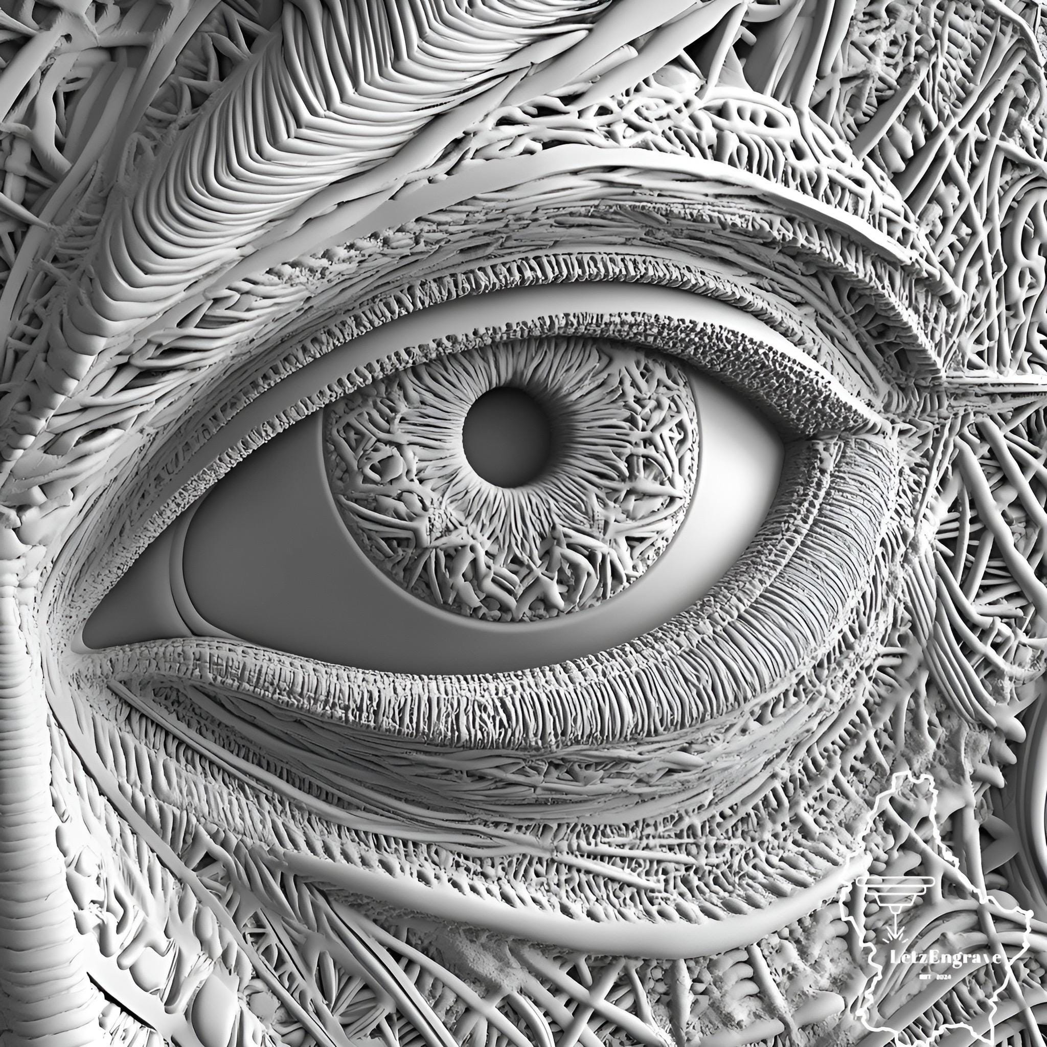 3D Deep Relief Eye Design Digital Files PNG | Laser Engraving & CNC ...