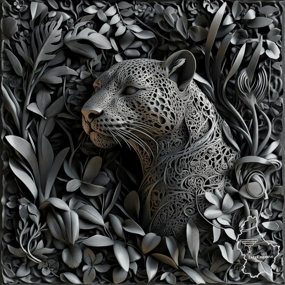 3D Deep Relief Leopard Portrait Digital File – Zentangle Illusion ...
