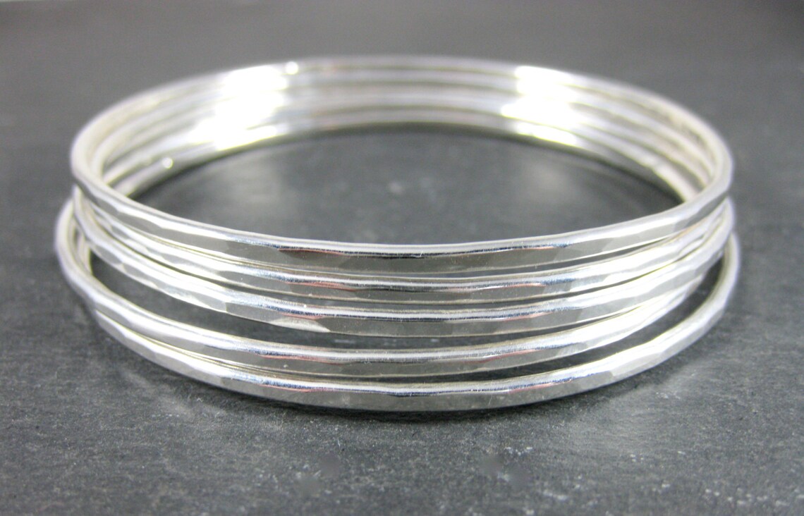 Silver Bangle Bracelets Set of 5 Sterling Silver Bracelets - Etsy