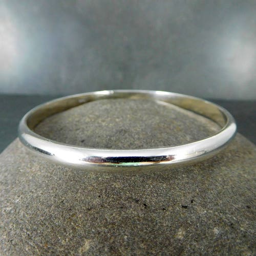 4mm Solid .925 Sterling Silver Bangle Smooth Half Round - Etsy
