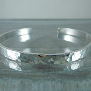 Hammered Silver Cuff Bracelet 5mm Wide Sterling Silver Open Bangle Hand Forged Cuff Simple ...
