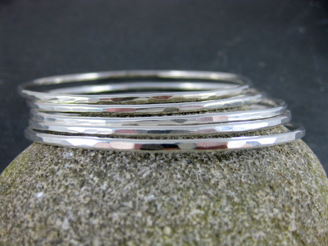Silver Bangle Bracelets Set of 5 Sterling Silver Bracelets - Etsy
