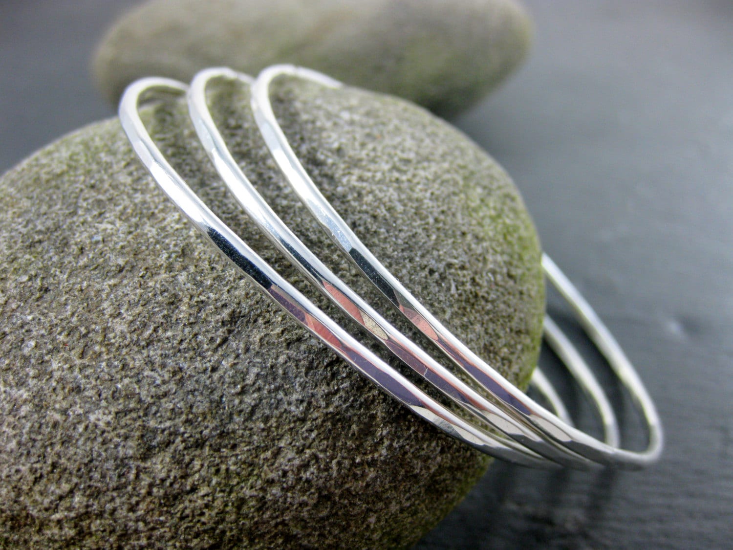 Set of 3 Sterling Silver Bangle Bracelets Simple Bracelet - Etsy