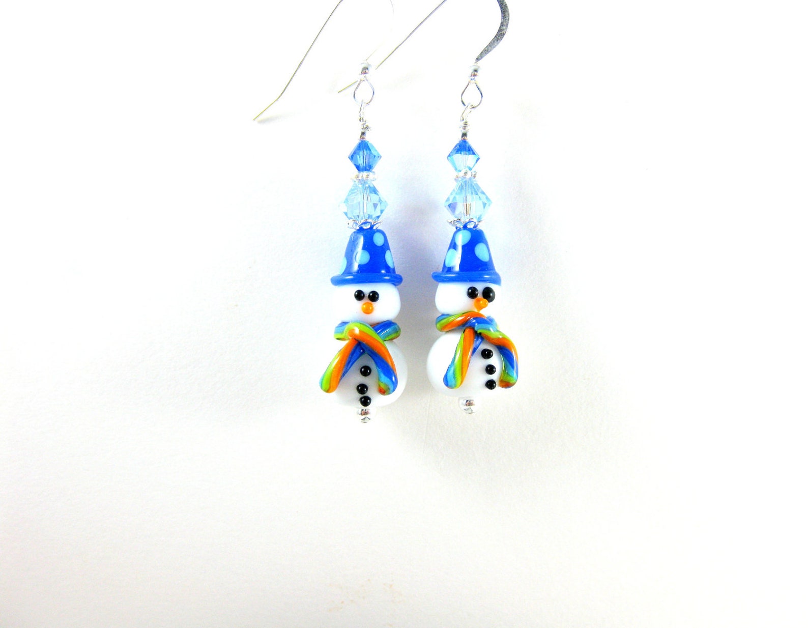 Snowman Earrings Christmas Jewelry Christmas Earrings Blue - Etsy