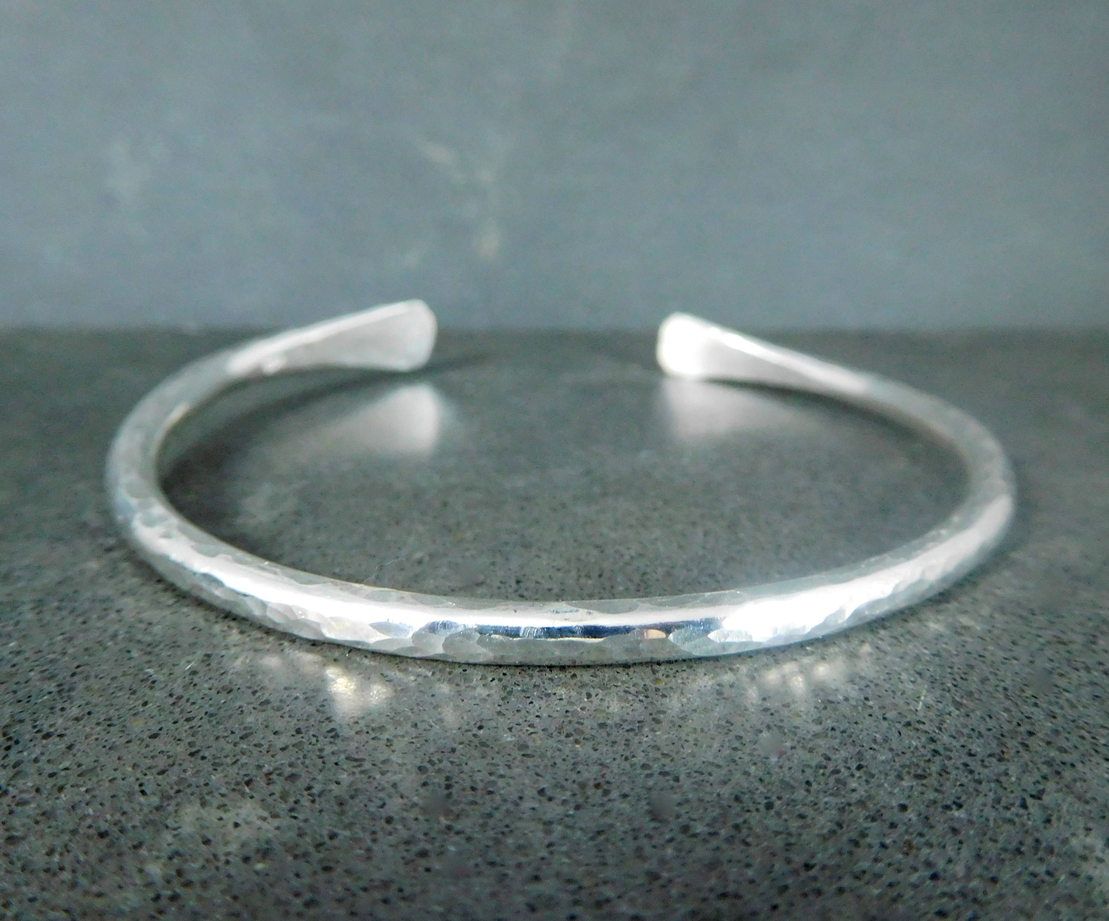 3mm Solid Sterling Silver Cuff Bracelet, Women Men Unisex Open Bangle ...
