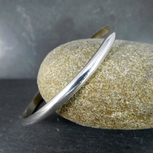 4mm Solid .925 Sterling Silver Bangle Smooth Half Round - Etsy