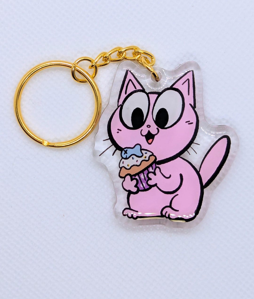 Pink Cupcake Cat Keychain and Purse Charm - Etsy
