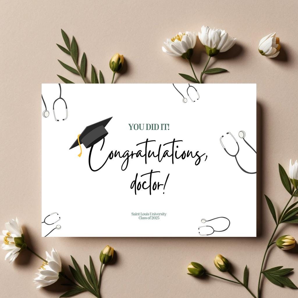 Residency Graduation Congratulations Card Template | Medical Graduation ...