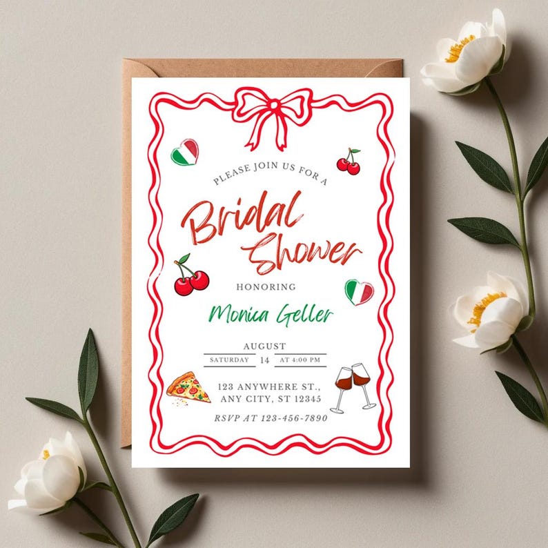 Italian Theme Bridal Shower Invitation | Garden Bridal Shower | Canva ...